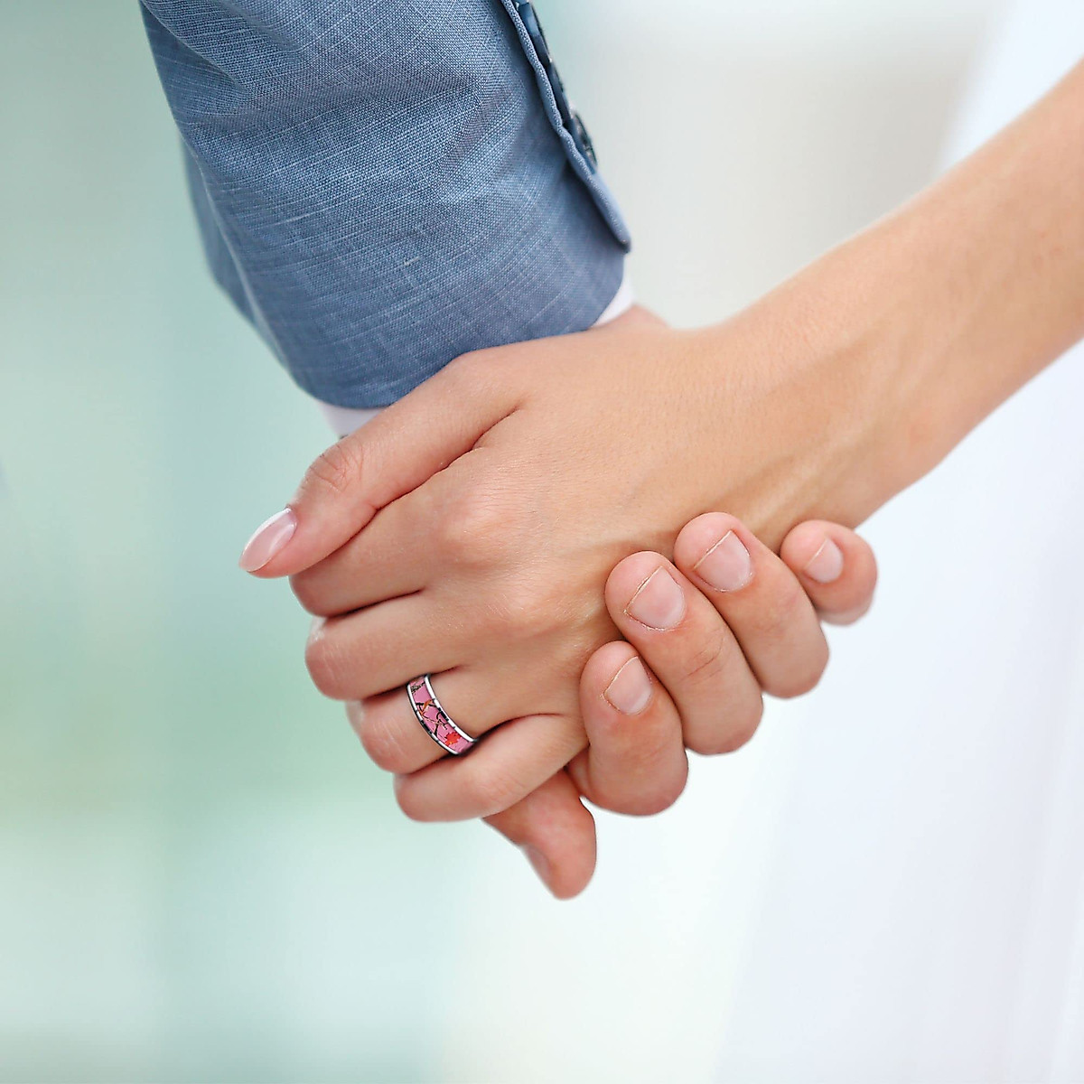 Stainless Steel Pink Camo Ring - Pink Camo Band - Engagement Ring - Wedding Rings - Promise Rings for Couples - Camo Wedding Ring - Camo Wedding Rings - Camo Rings for Women (7)