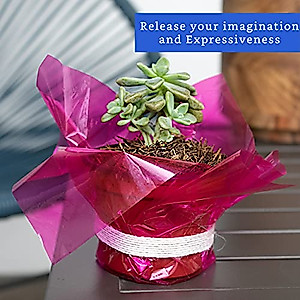 FIESTA WRAPS 200 ft Pink Cellophane Wrap Roll (16 in x 200 ft) - Cellophane Wrap Pink - Pink Clear Wrap - Cellophane Roll Pink - Pink Cello Wrap - Colored Cellophane Roll - Pink Transparent Paper