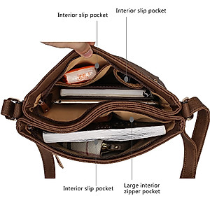 MKF Crossbody Bag for Women – PU Leather Pocketbook Handbag Multi Compartment Messenger Purse – Shoulder Strap