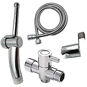 JIYTG Toilet Brush Portable Travel Bidet Sprayer Connects to Faucet Mixer Tap Handheld Bidet Set Toilet Spray Gun Bidet ABS Plastic Seven Hole Spray Head Toilet Companion Woman wash Spray Gun