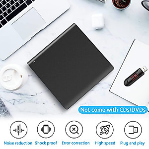 hyripe External CD/DVD Drive for Laptop, Ultra Slim USB 3.0 Type-C DVD Player Portable CD +/-RW Disk Drive CD ROM Burner Reader Compatible with Laptop Desktop PC Windows MacBook Mac Linux Mac OS