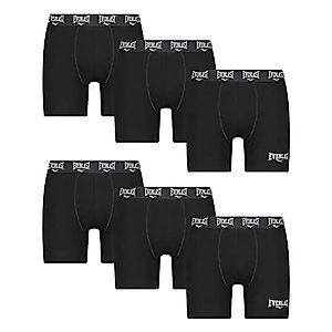Everlast Cotton Men’s Boxer Brief, Men’s Underwear Boxer Briefs, Soft & Comfortable Waistband, Anti-Chafing (US, Alpha, Medium, Regular, Regular, 6, Black)