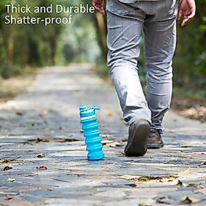 Valourgo Bpafree Collapsible Water Bottle - Reusable Water Bottle For Gym Bike Running Cycling 550 Milliliter 19 Ounce Aqua Blue Sports Water Bottle