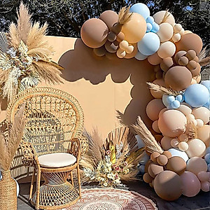 Blue Brown Balloons Teddy Bear Baby Shower Garland Arch Kit Decorations with 147Pcs Blush White Sand Balloon for Jungle Safari Woodland Themed Wild One 1st Birthday Wedding Thanksgiving Boho Party