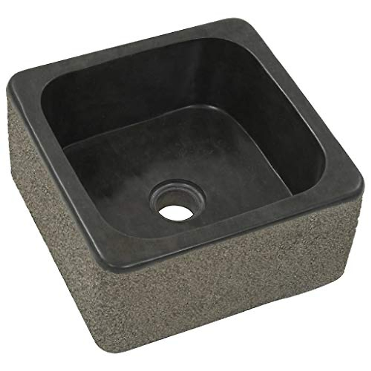 Sink 11.8"x11.8"x5.9" Riverstone Black,River Stone Sink Handmade Naturally-derived Stone Basin for Bathroom or Washroom Bathroom Fixtures, Bathroom Sinks