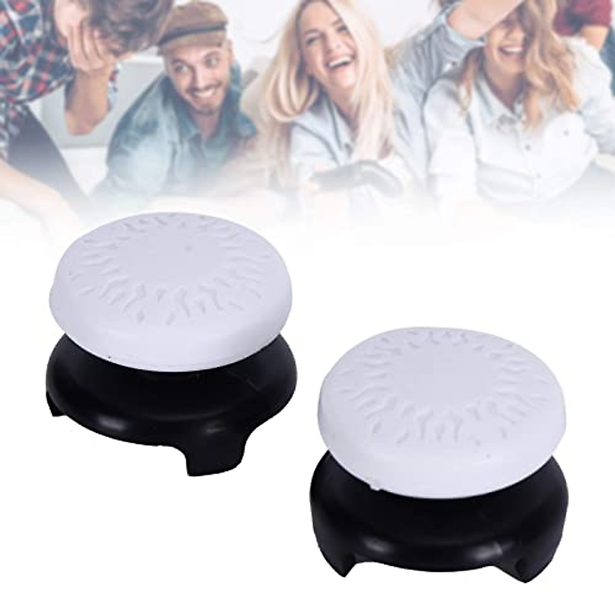 ASHATA 2Pcs Thumbstick Extender for PS5, 3D Texture Thumb Grip Stick Joystick Thumbstick for Playstation 5 Controller (White)