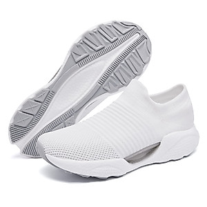 Limberun Walking Sock Shoes Womens Casual Mesh Sneakers Non Slip Elastic Sock Casual Lightweight Comfort Work Shoe White 9