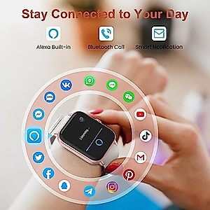 Smart Watch for Women (Answer/Make Call),Alexa Built-in,1.8" Fitness Tracker with Heart Rate Sleep SpO2 Monitor,5ATM Waterproof,Activity Trackers and Smartwatches
