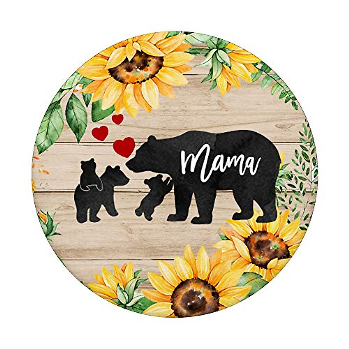 Mama Bear 3 Baby Cubs and Hearts Cottage Chic Sunflowers PopSockets PopGrip: Swappable Grip for Phones & Tablets
