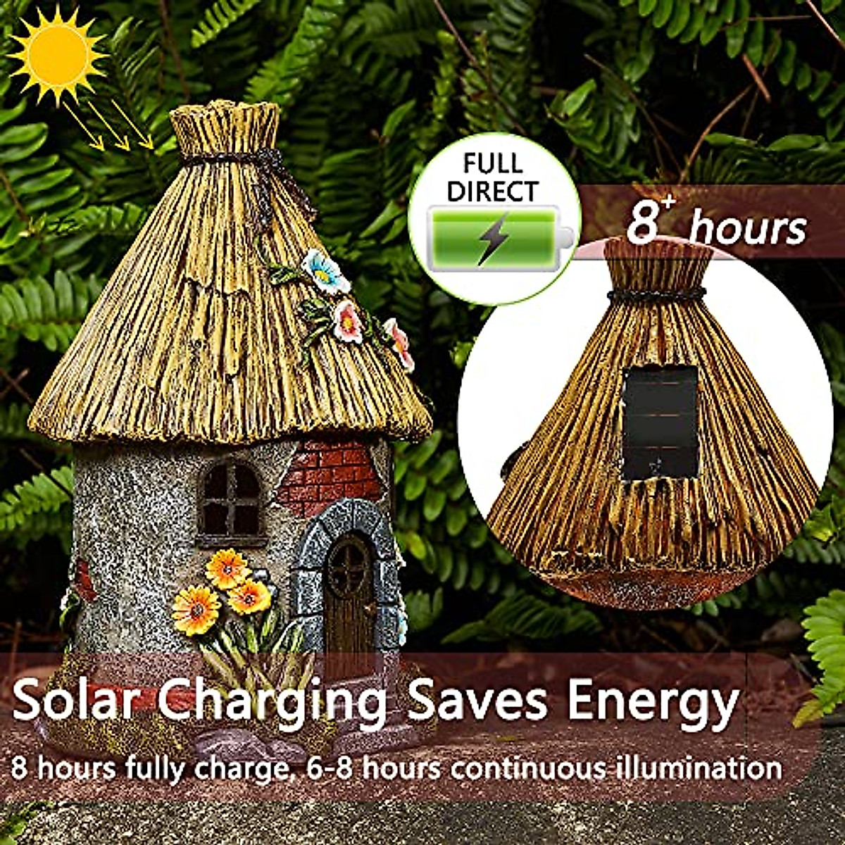 Yiosax Solar Lights Garden Decor-Easter Fairy House Decor The Village Enchanted Cottage Solar Powered Lights Yard Patio Decorations