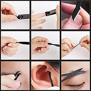 Manicure Set Professional Nail Clippers Kit Pedicure Care Tools- Stainless Steel Grooming Kit 18Pcs for Travel or Home (Black/Pink)