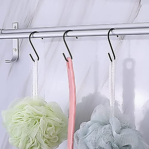 Rivexy 20 Pack Black S Hooks for Hanging Plants, S Hooks for Hanging Clothes, Stainless Steel S Hooks Heavy Duty, Durable S Shaped Hooks for Kitchen, Small S Hooks for Hanging Heavy Duty, Closet Hooks