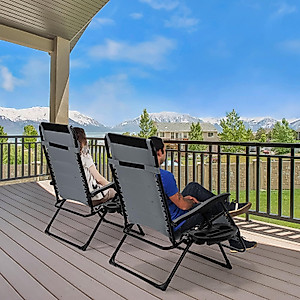 MAMIZO Padded Zero Gravity Chair, Set of 2 Foldable Outdoor Patio Recliner, Anti Gravity Adjustable Lounger w/Removable Pillows and Cup Holder Side Tables, 350 LBS (Grey)