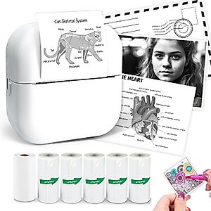 HOTCOLOR Sticker Printer- Mini Printer T02 Pro Portable Thermal Printer Sticker Maker Inkless Pocket Printer Bluetooth Photo Printer for Learning Assistance, Study Notes, Journal, Fun, Work, Receipts