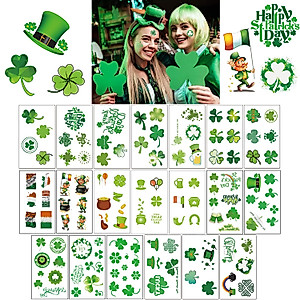 St. Patrick's Day Temporary Tattoos,Face Body Shamrock Accessories Tattoos Stickers for Saint Patrick's Day Party Favor Decoration(Style One)