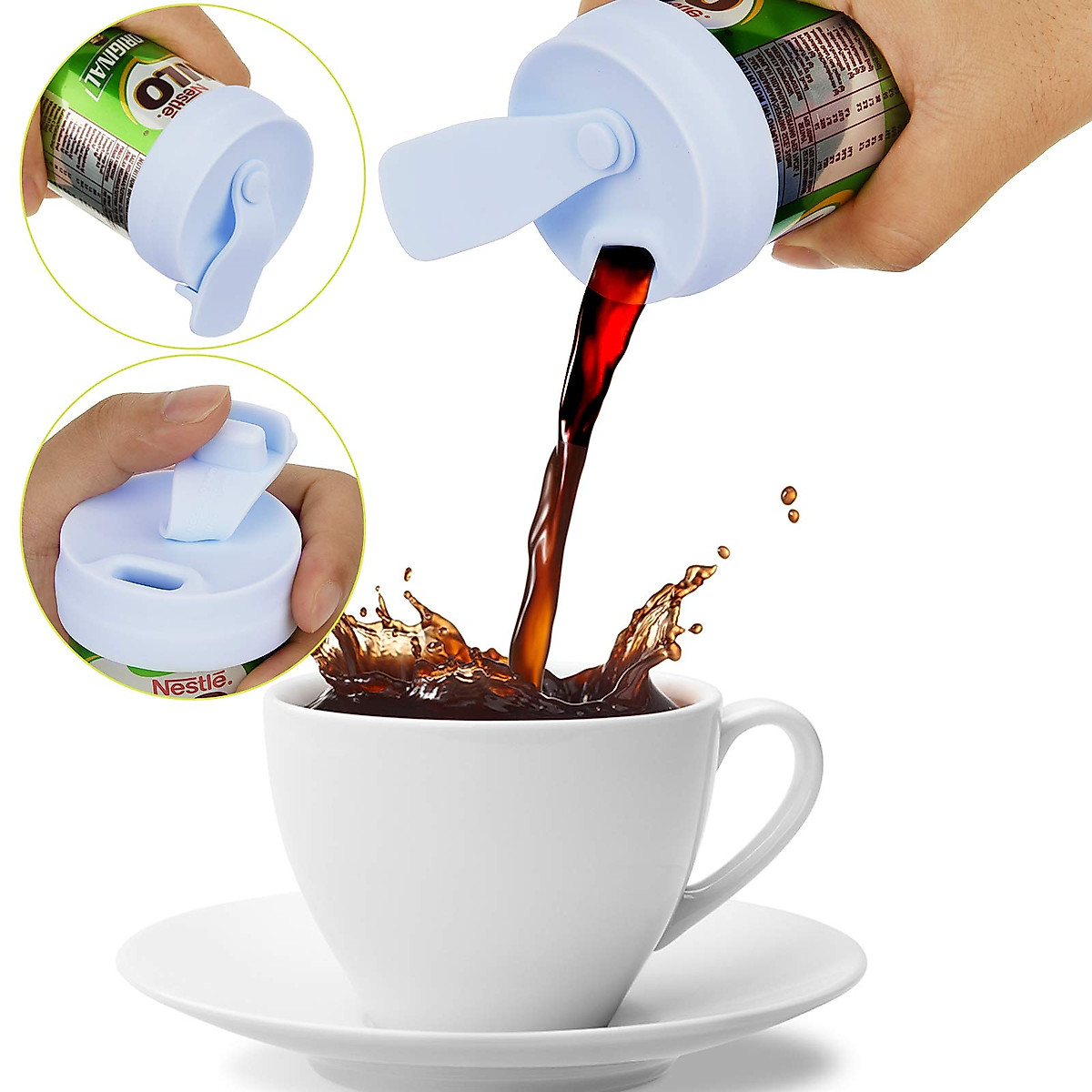 Cosmos Silicone Slim Can Lids Beverage Can Lid Cover Protector for Slim Can and Skinny Can Soda, Beer, Energy Drinks, Juice, Seltzer (Light Blue (1 Pc) + Orange (1 Pc))