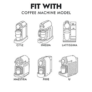 i Cafilas 6 Reusable Capsules Pods Refillable Coffee Capsule Filter Compatible Nespresso coffee machines with Coffee Spoon brush (6, Black)