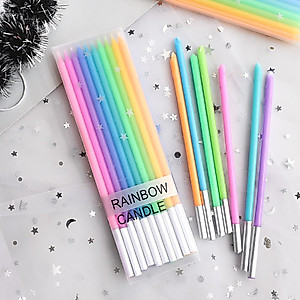 Cwise-100 Count Rainbow Birthday Candles -Long Thin Cake Candles - Giant Pack Colorful Pencil Candles Birthday Candle - Birthday, Celebration, Wedding. Cake Decorations (100 PCS)