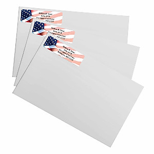 Proudly American Flag Personalized Return Address Labels with Elegant Dispenser - Roll of 250 Custom USA Stickers