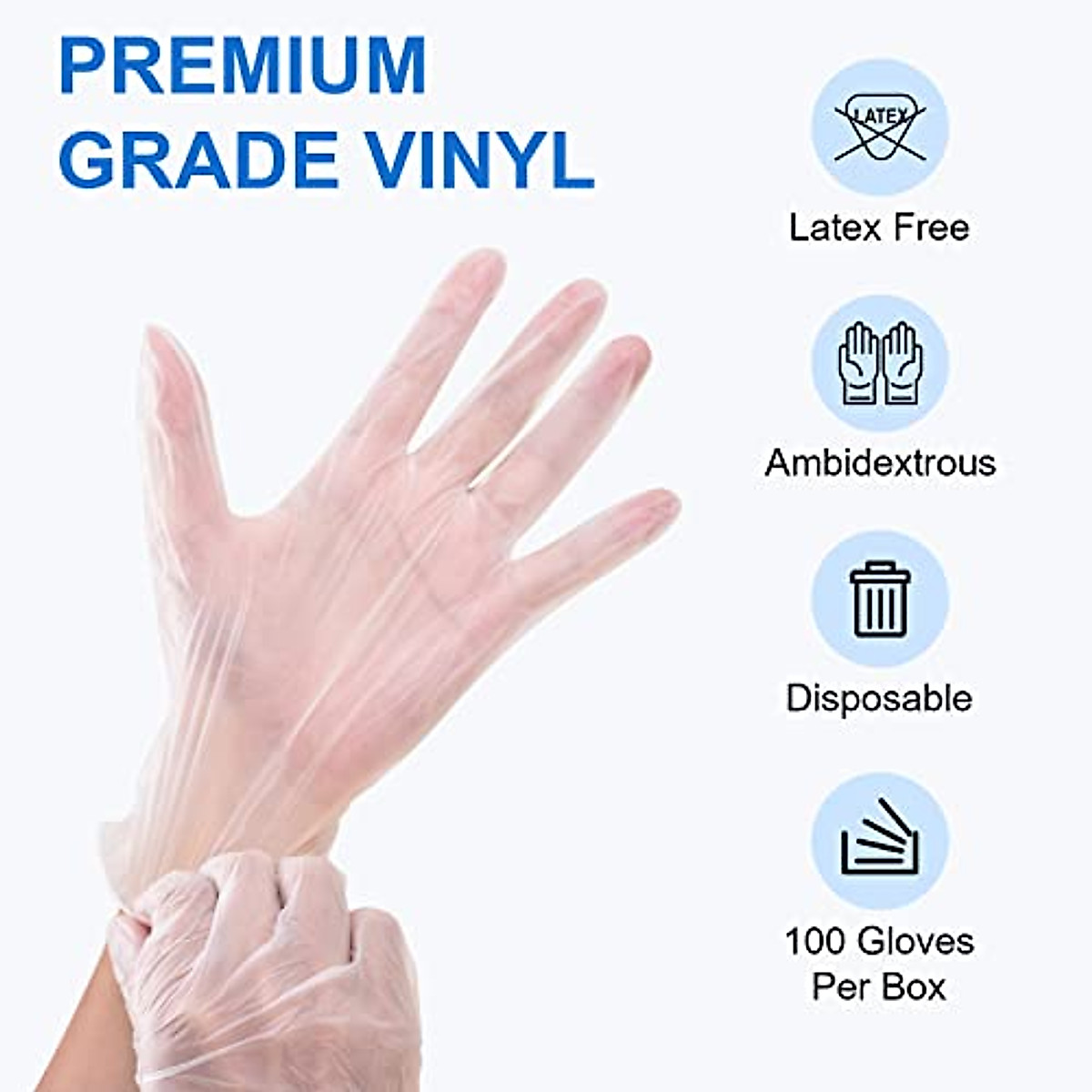 Schneider Clear Vinyl Exam Gloves, 4-mil, Medium 100-ct Box, Latex-Free, Disposable Gloves, Medical Gloves, Cleaning Gloves, Food Prep Gloves, Food Safe Rubber Gloves, Powder-Free, Non-Sterile