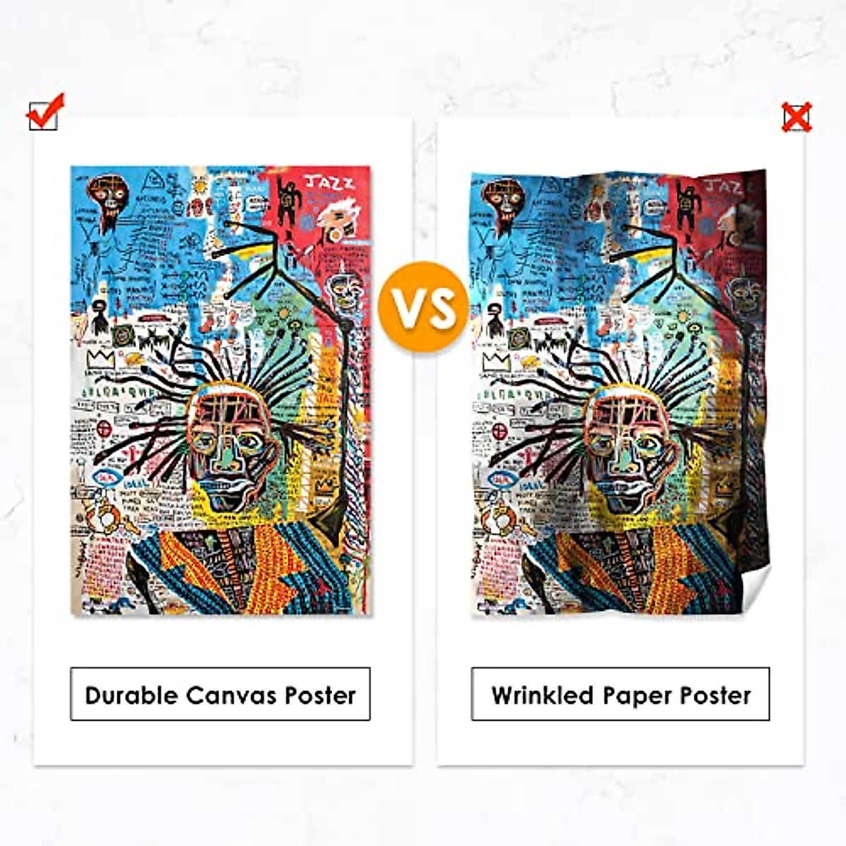 Maybort Poster Print Wall Decor 16"x24" Basquiat for Living Room Art Home Decoration