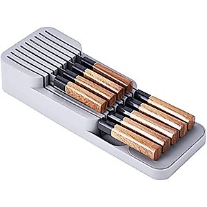 QTMY Drawer Knife Organizer Insert for Kitchen In-Drawer Knives Block Silverware Drawer Storage Box