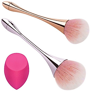 Large Powder Brush, Gomigle 2 Sizes Bronzer Brush, Blush Brush for makeup, Foundation Brush, Kabuki Brush, Professional Fluffy Loose Setting Powder Brush