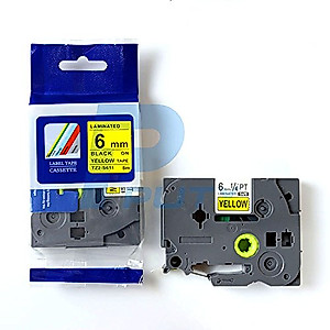 IDIK 1PK Black on Yellow Extra Strength Laminated Label Tape Compatible for Brother P-Touch TZe-S611 TZ S611 Tze S611(6mm x 8m)