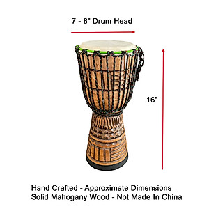 Djembe Drum Bongo Congo African Wood Drum Hand Carved Painted Percussion Drum Adults - Professional Quality 16" High
