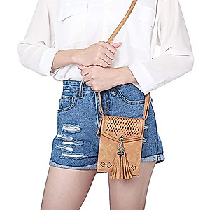 seOSTO Womens Small Crossbody Bag, Tassel Cell Phone Purse，Gifts For Teenage Girls