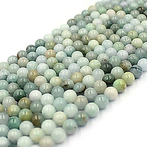 SR BGSJ Jewelry Making Natural 8mm Round Burmese A Grade Jadeite Jade Gemstone Loose Spacer Loose Craft DIY Beads Strand 15'