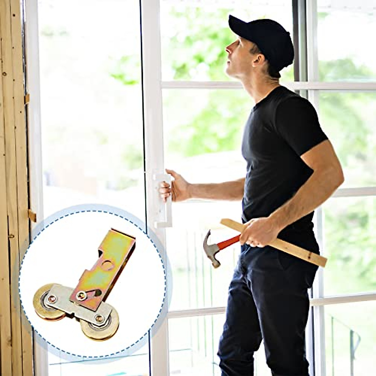 Sliding Patio Door Rollers 1-1/4 Inch Sliding Door Tandem Roller Assembly Sliding Glass Door Rollers Replacement Sliding Door Wheel Replacement, for Sliding Glass Door Screen Door Gate Window (2 Pack)