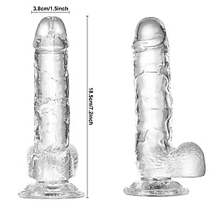 7.2 inch Realistic Dildo with Strong Suction Cup, Jelly Dildo,with Body-Safe Material for Beginner, Women,Men and Gay