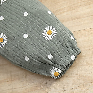 Thorn Tree Newborn Baby Girl Clothes Set Ribbed Long Sleeve Crewneck Romper Top Foral Pants Headband Winter Outfits (White & Daisy,0-6 Months)