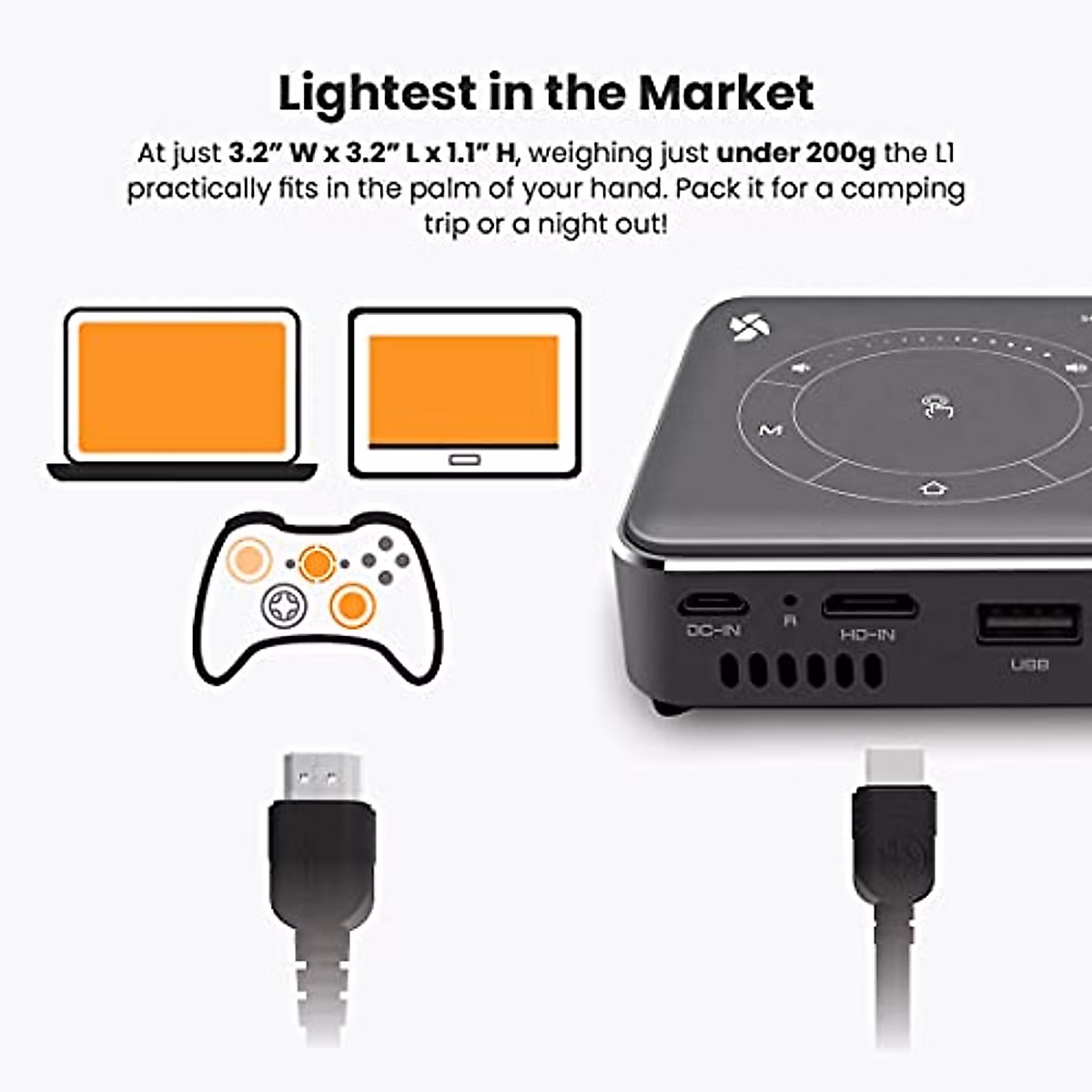 Sentrym L1 Ultra Mini 3D Portable Projector, Android 9.0, Bluetooth 5.0, Dual Band Wi-Fi, 16GB, 2GB Ram, 2 Hour Battery Life, Touch Navigation, Auto Keystone, 0.4lb (Free Tripod Stand Included!)