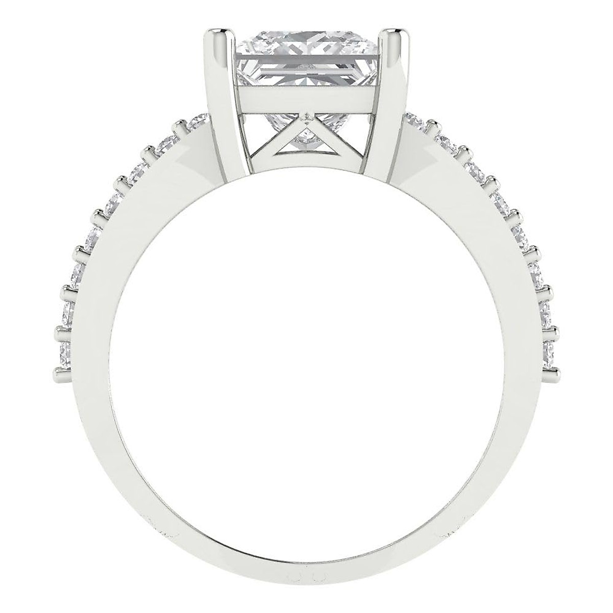 Clara Pucci 2.42 ct Princess Cut Solitaire Stunning Moissanite Designer Anniversary Bridal Engagement Ring 14k White Gold 5.5