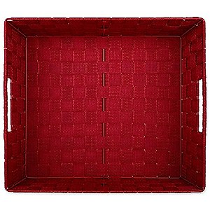 DII Woven Nylon Trapezoid Storage Bin, for Home, Office, Closets, & Everyday Storage Needs, Red, Tray