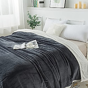 ONME Fleece Blanket, Sherpa Throw Blanket for Couch, Warm Blanket for Winter, Cozy Soft Plush 460GSM Weighted Twin Bed Blanket for Adults (Grey, 60”x 80”)