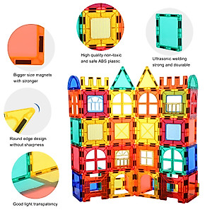 Gifts2U Magnetic Blocks, 96PCS Magnetic Tiles Building Set for Kids with Storage Box STEM Preschool Educational Construction Kit Magnet Stacking Toys Gifts for Boys and Girls