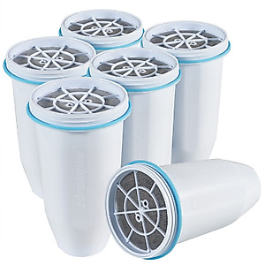 Zeroliquid ZR-017 Water Filter Replacement for Water Pitchers and Dispensers, Advanced 6-Stage Filter to Remove 99.9% Lead, Chlorine, Fluoride, Heavy Metals, BPA Free (6 pack)