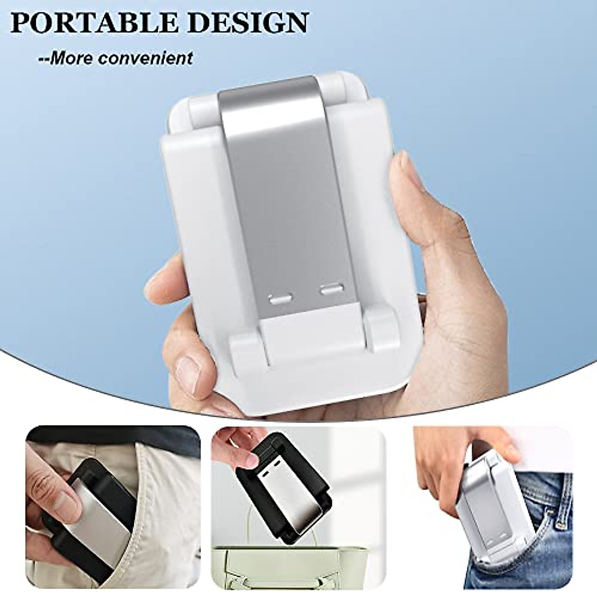 2-Pack Foldable Cell Phone Stand for Desk, Portable Height Angle Adjustable Phone Holder iPhone Stand with Storage Bag, Desktop Phone Cradle Mount Dock for Smartphone iPad Tablet