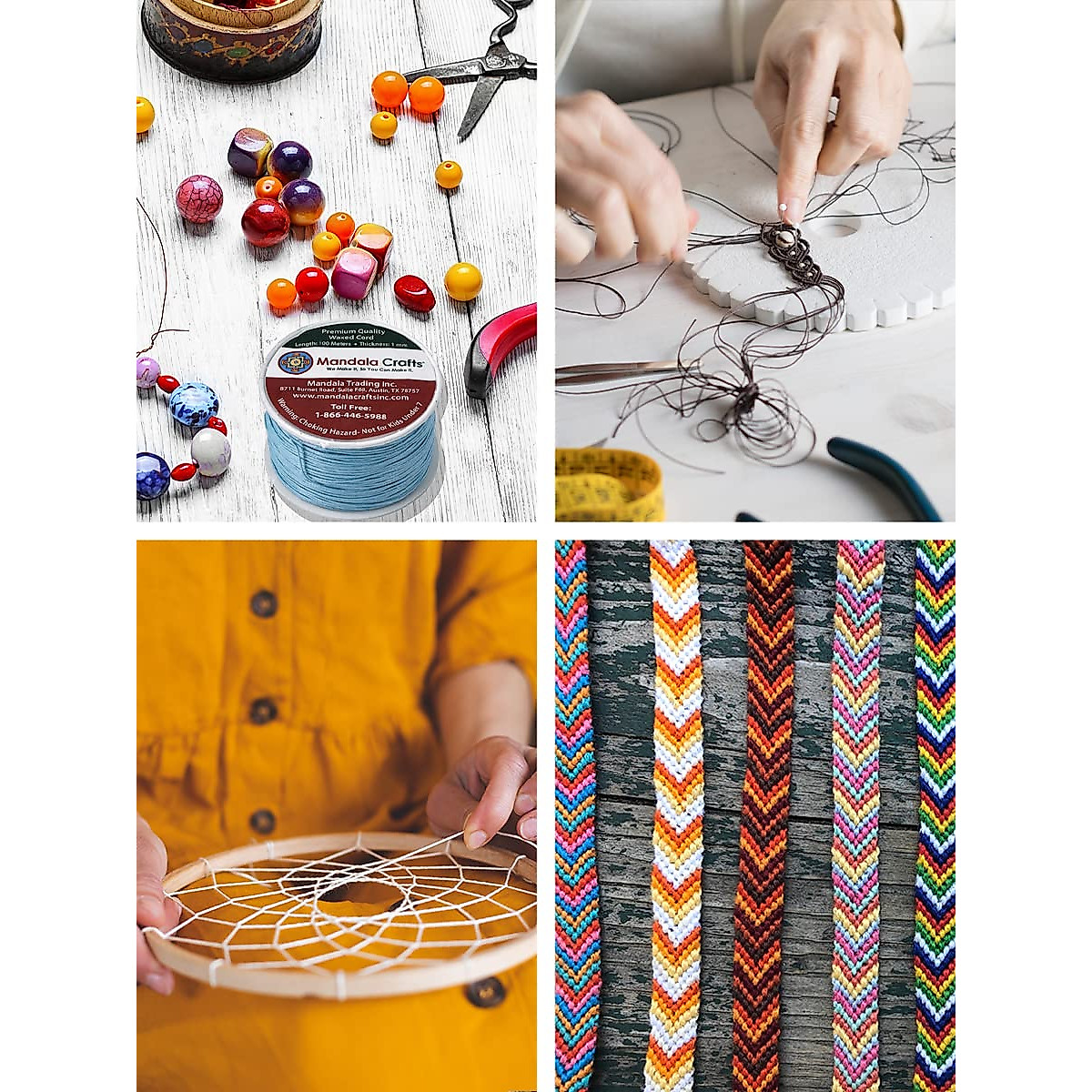 Mandala Crafts Black 1mm Waxed Cord for Jewelry Making - 109 Yds Black Waxed Cotton Cord for Jewelry String Bracelet Cord Wax Cord Necklace String