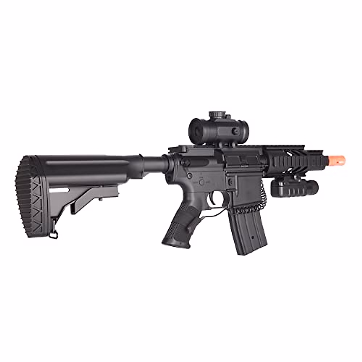 Golden Ball & DE M4 CQC Fully Automatic Electric AEG Airsoft Rifle w/Flashlight and Scope (Battery & Charger Included)