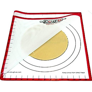 DoughEZ Patented Extra Large 17.5 x 32 Non-Slip Silicone Pastry Dough Rolling Mat and 6 Guide Sticks - BPA Free, Approved materials