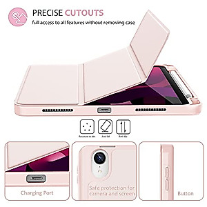 Gahwa iPad 10.9 Inch Case with Pencil Holder for iPad Air 5th Generation Case 2022/ iPad Air Case 4th Generation 2020[Support iPad 2nd Pencil Charging], Smart Case with Auto Sleep/Wake(Pink)