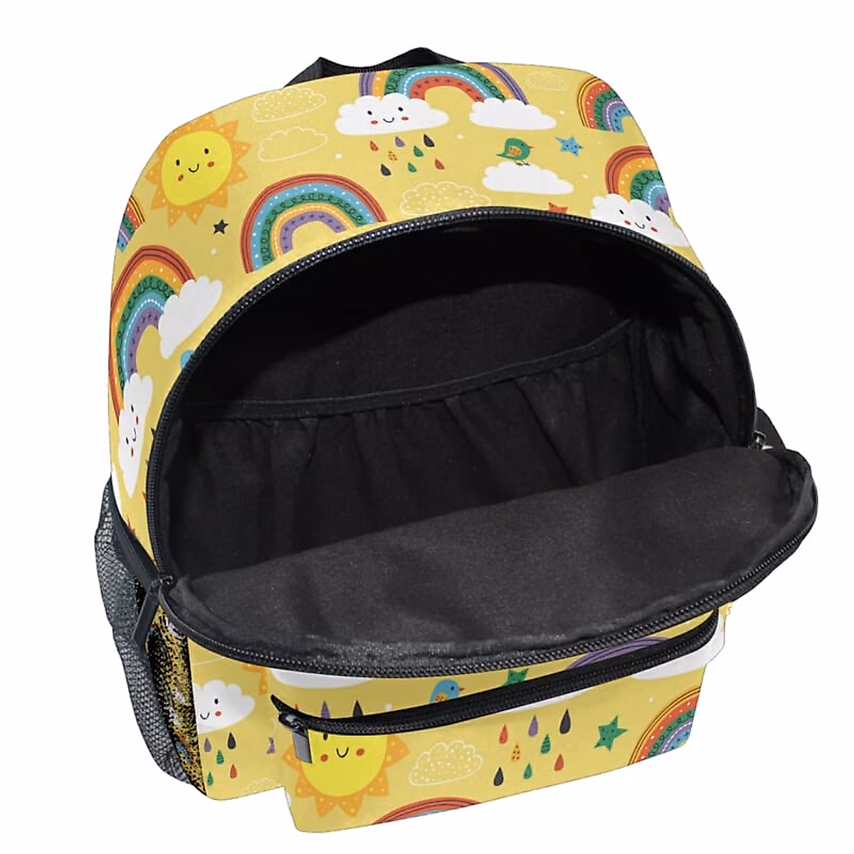 MNSRUU Toddler Backpack, Rainbow Kids Backpack Yellow Sun Small Bookbag for Girls Kawaii Mini Travel Backpack for Preschool