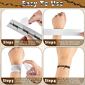 20 Pcs Barbed Wire Temporary Tattoos Barbed Fake Wire Tattoo Removable Black Arm Tattoo Stickers for Men Women Kids Halloween Costume Supplies Totem Body Art