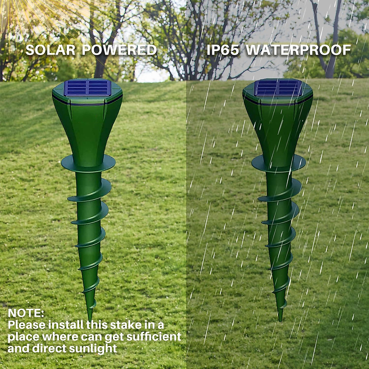 6 Pack Mole Repellent for Lawns Outdoor, Solar Powered Mole Traps Snake Gopher Repellent, Ultrasonic Screw Vibration Stakes Deterrent for Rodent Vole Groundhog Armadillo Chipmunk, No Kill Traps