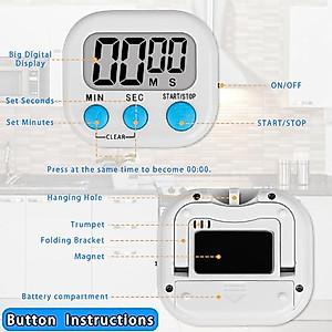 Lasubst Digital Timer for Kids Teachers Classroom School with Magnetic Back 6 Pack