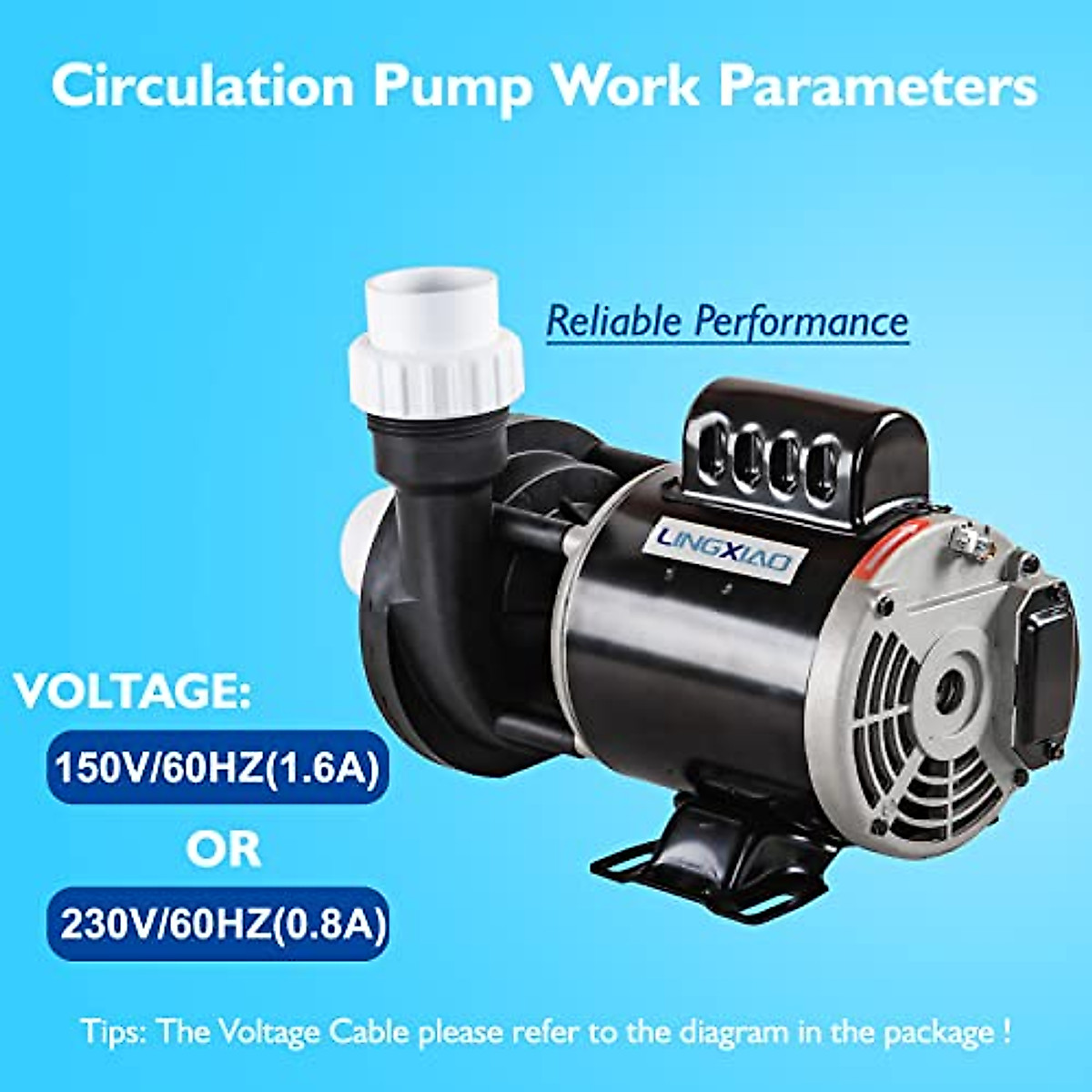 LINGXIAO SPA Circulation Pump, Single Speed Hot Tub Circulating SPA Pump for Replacement OEM Mode, 0.25HP (115V or 230V)1.5"Port (Model: 48WTC0153C-I)
